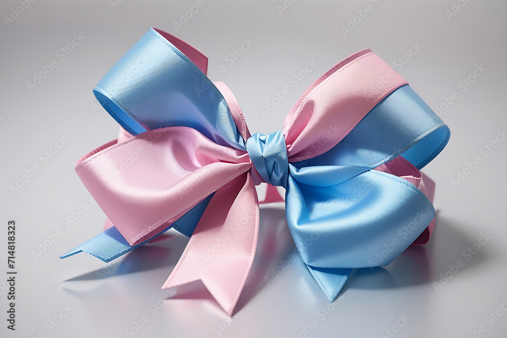 Pink blue ribbon awareness (isolated with clipping path) bow colour for ...
