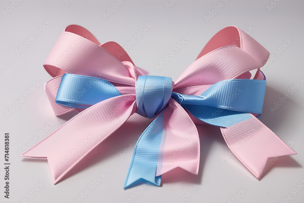 Pink blue ribbon awareness (isolated with clipping path) bow colour for ...