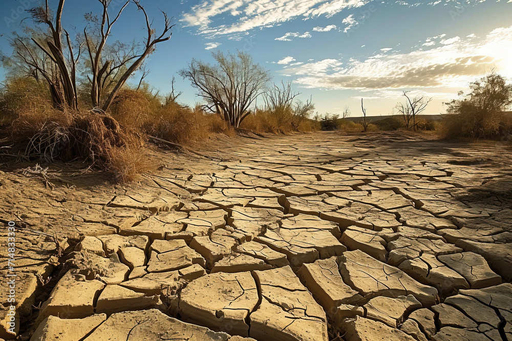 Drought-Ridden Landscapes cracked earth, dried-up riverbeds, and ...