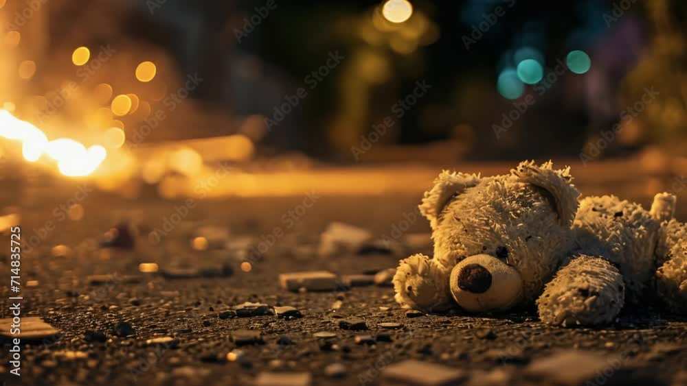 Destroyed ruined buildings background. Terrible tragic war concept ...