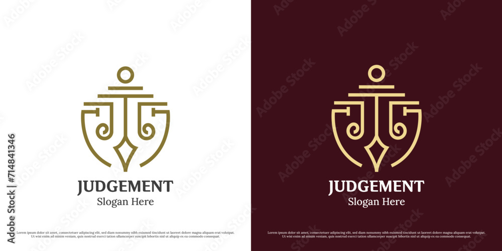 Law shield logo design illustration. Silhouette judge law firm ...