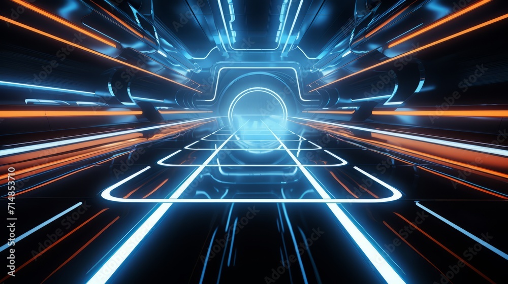 Tron Legacy-inspired background: Dark grid illuminated by neon lights ...