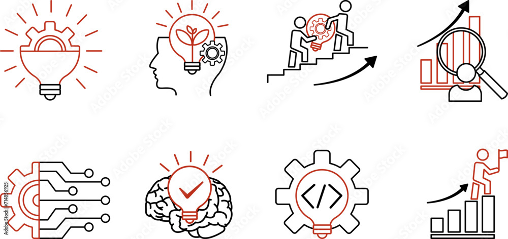 Innovation Icons Set. Vector Icons of Success, Teamwork, Development ...