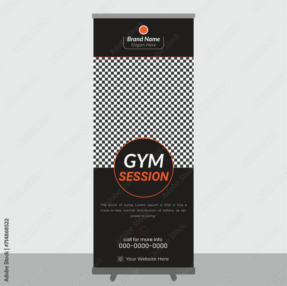 GYM Roll Up Banner Design and template with mockup full editable file ...