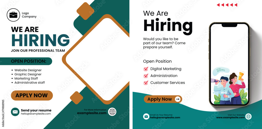 Vecteur Stock vector We are hiring job vacancy social media post banner ... Vecteur Stock vector We are hiring job vacancy social media post banner ...