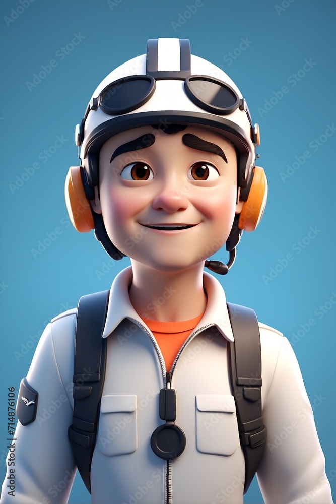 Cartoon Character Wearing Pilots Helmet and Goggles. Generative AI ...