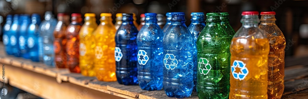bottles with drinks and labels and symbols about the possibility of ...