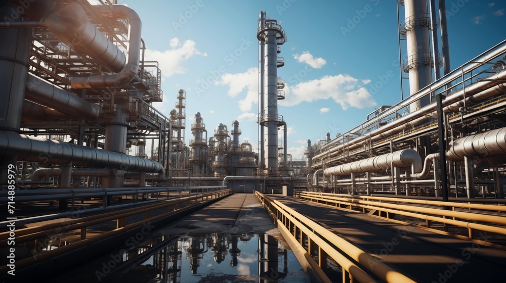 Oil Refinery Factory, Natural Gas Pipelines Industrial Zone, Natural ...