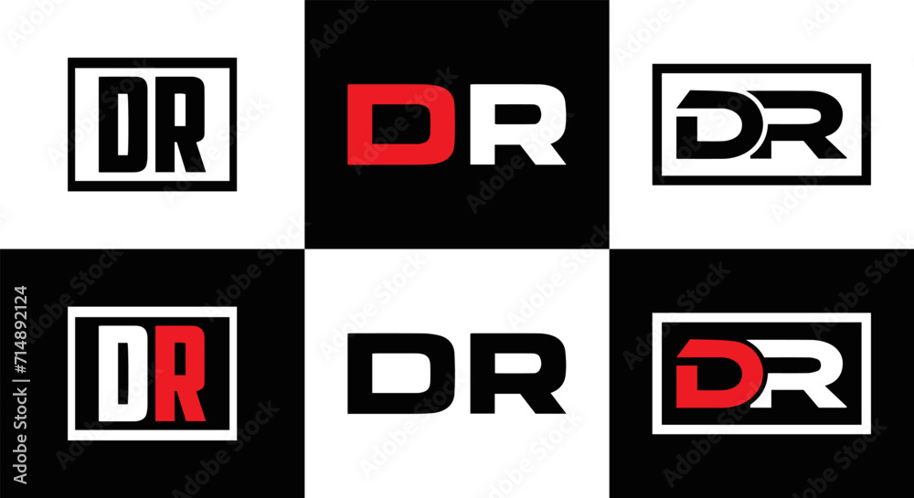 DR logo. D R design. White DR letter. DR, D R letter logo design. Initial letter DR linked ...