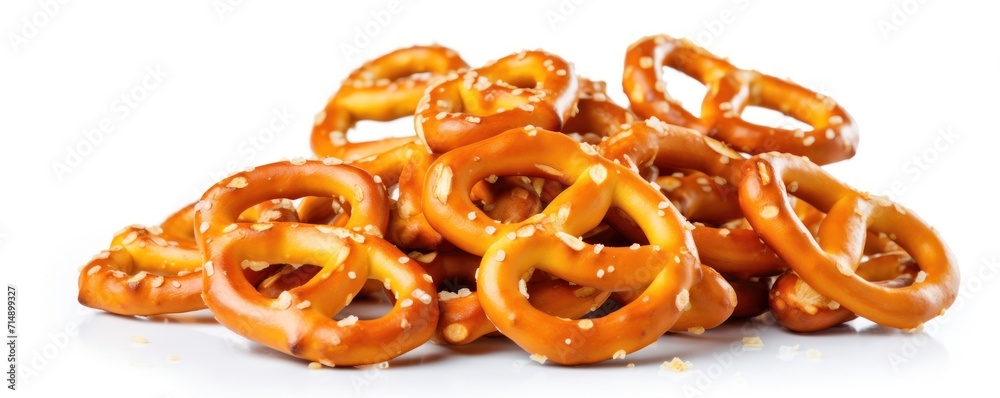 Pretzel Crackers Snacks close up, texture isolated on white background ...