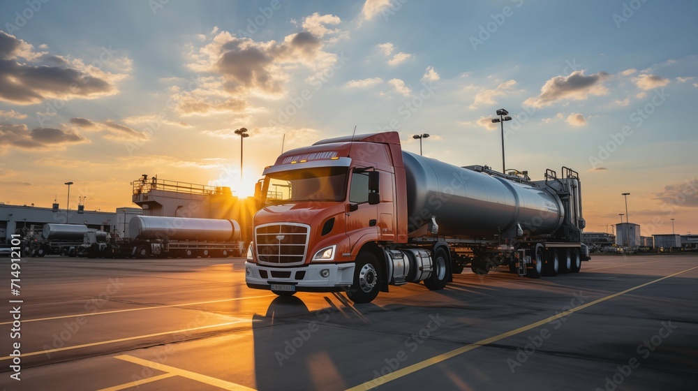 Logistics, Petroleum Product Distribution Center with Tanker Trucks ...