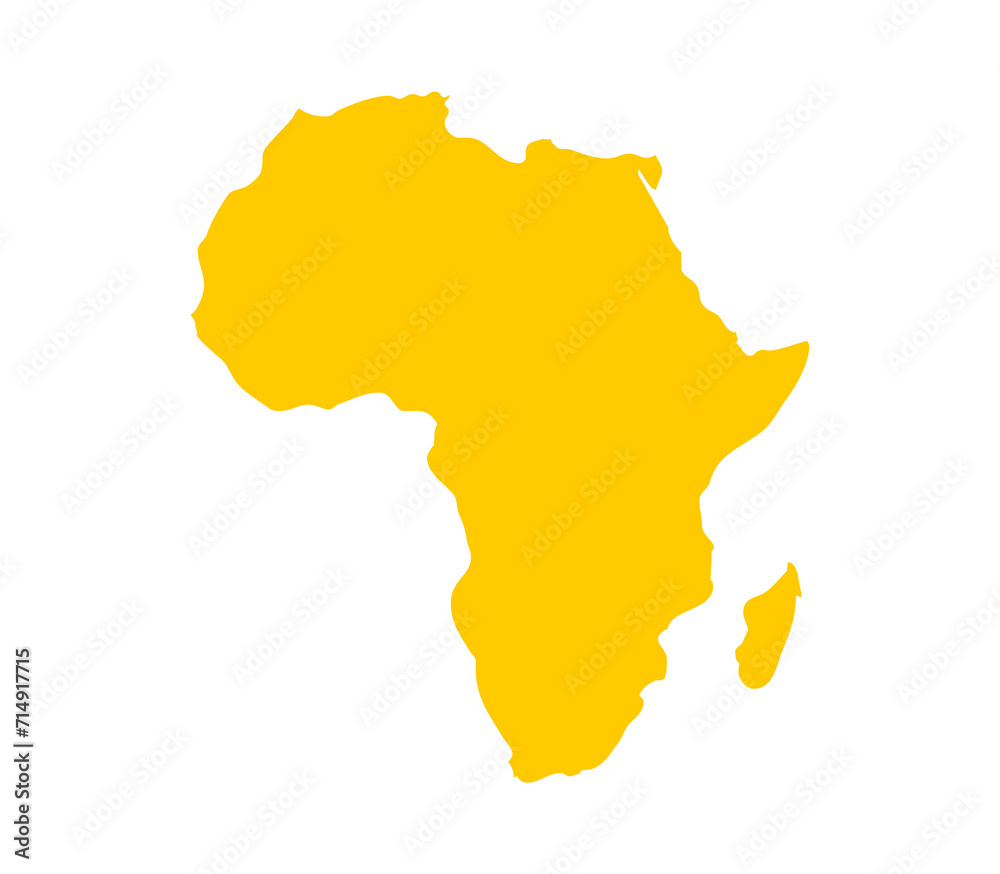 Yellow Africa map on transparent background - representing the ...
