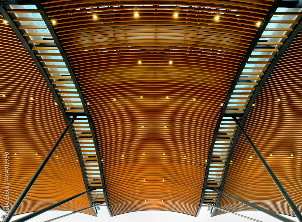 Unique futuristic and parametric wavy roof canopy made of wooden ...