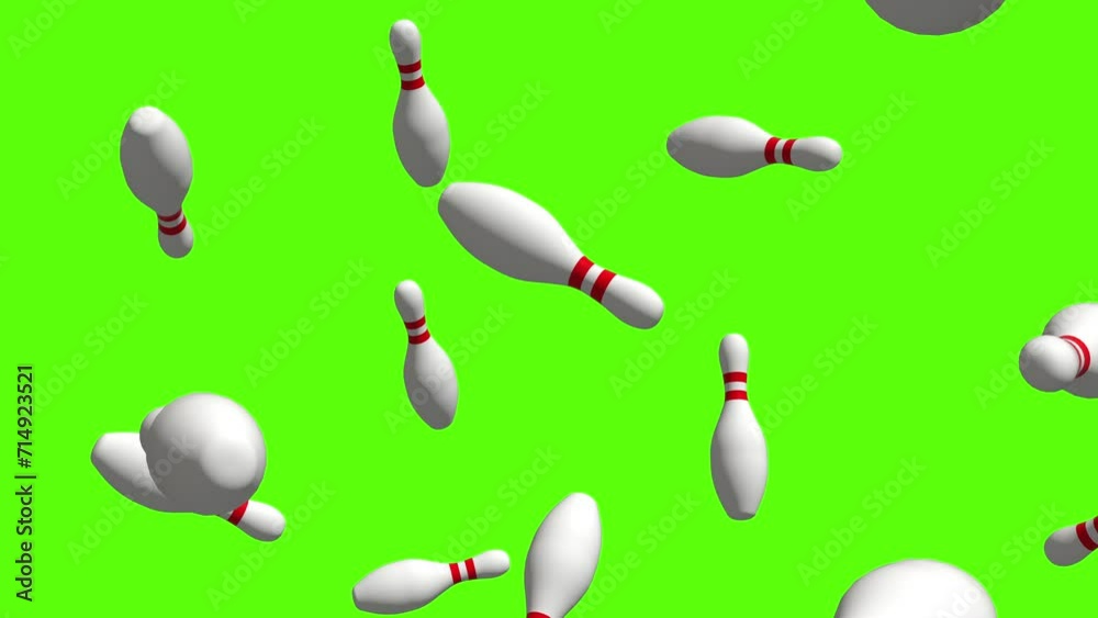 Vidéo Stock Bowling background. Falling white and red bowling pins over ... Vidéo Stock Bowling background. Falling white and red bowling pins over ...