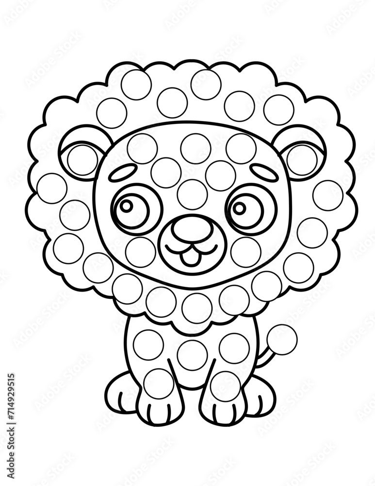 Animal coloring page for kids, dot markers activity book Stock Vector ...