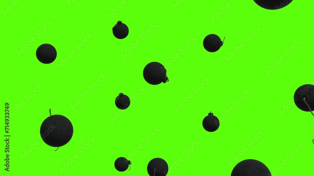 Bombs background. Falling explosive bombs over green screen or chroma ...