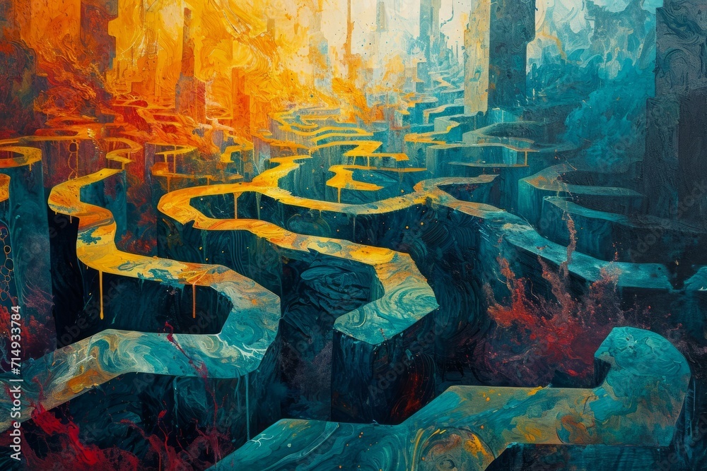 Poster, Foto Cursed mirror labyrinths, reflecting distorted versions of ...