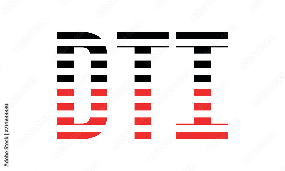 Vecteur Stock DTI three initial letter iconic line negative space ...