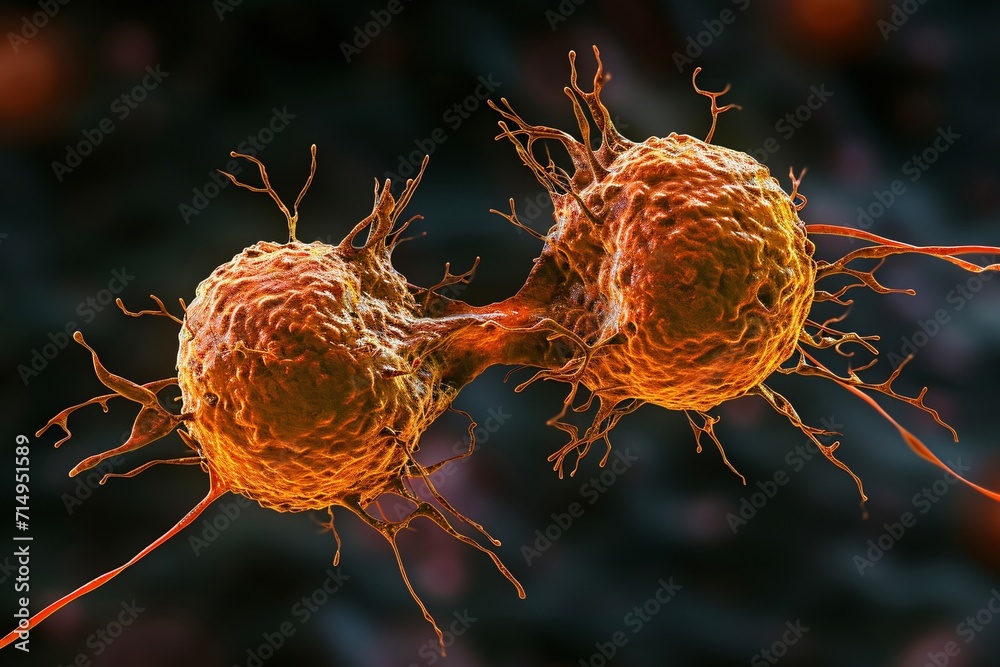 Two orange and yellow cells with long stems Generative AI Stock ...
