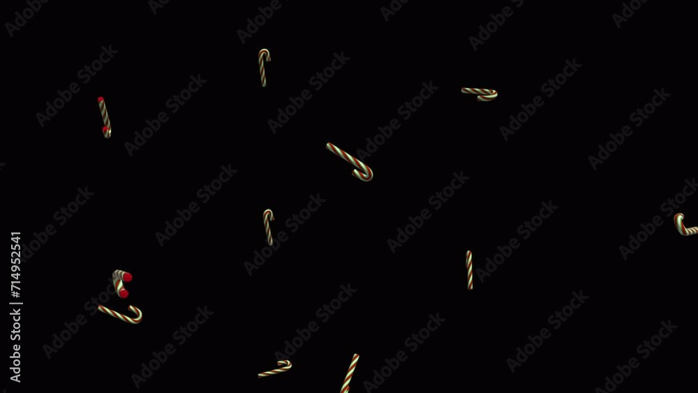 Candy canes background. Falling candy canes over alpha channel. Rain of ...