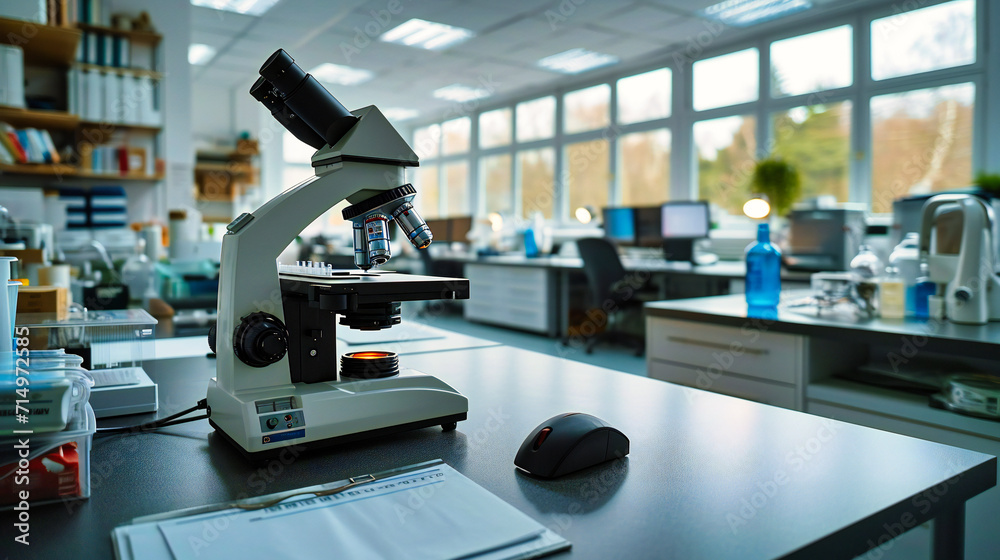Microscopy in action: A scientist using a microscope in a laboratory ...