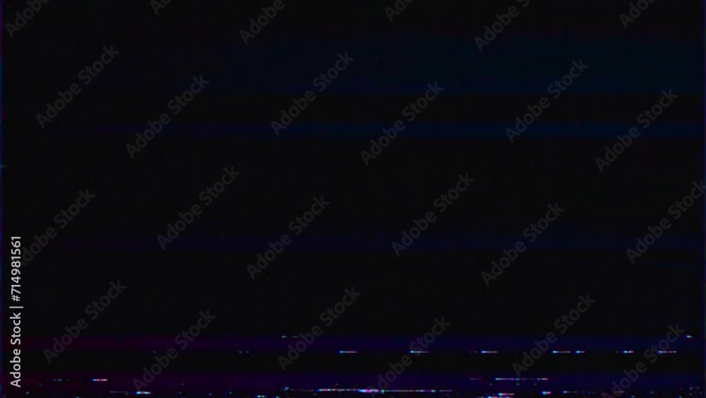 Horizontal distortion of broken video image on black background, VHS ...