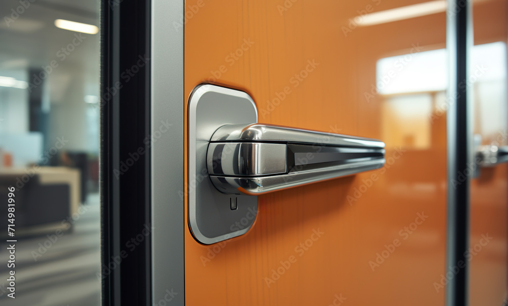 Illustration of an office door handle. Metallic handle with minimalist ...
