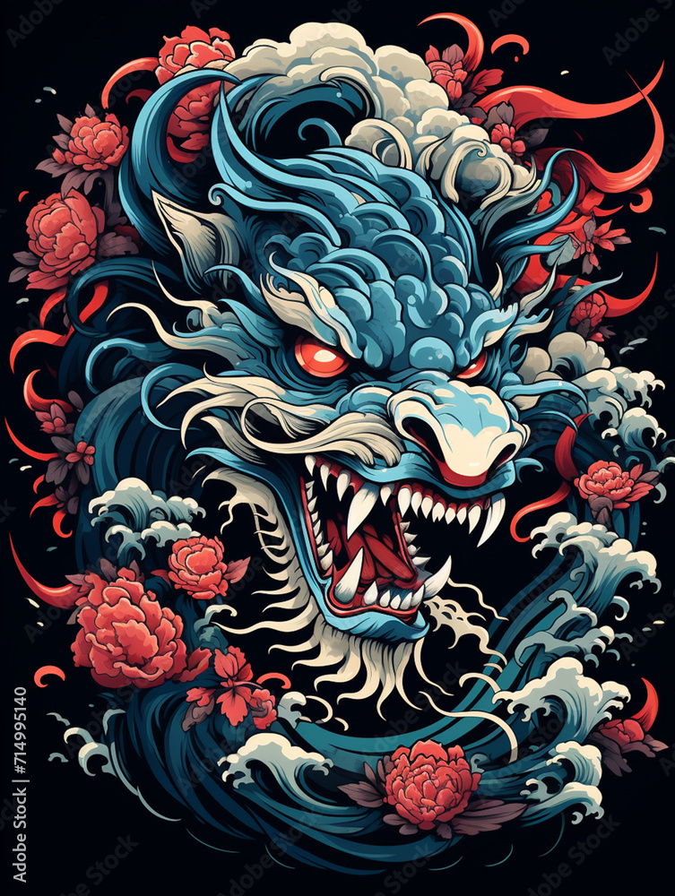 Traditional Japanese Irezumi tattoo design full length, vector t-shirt ...