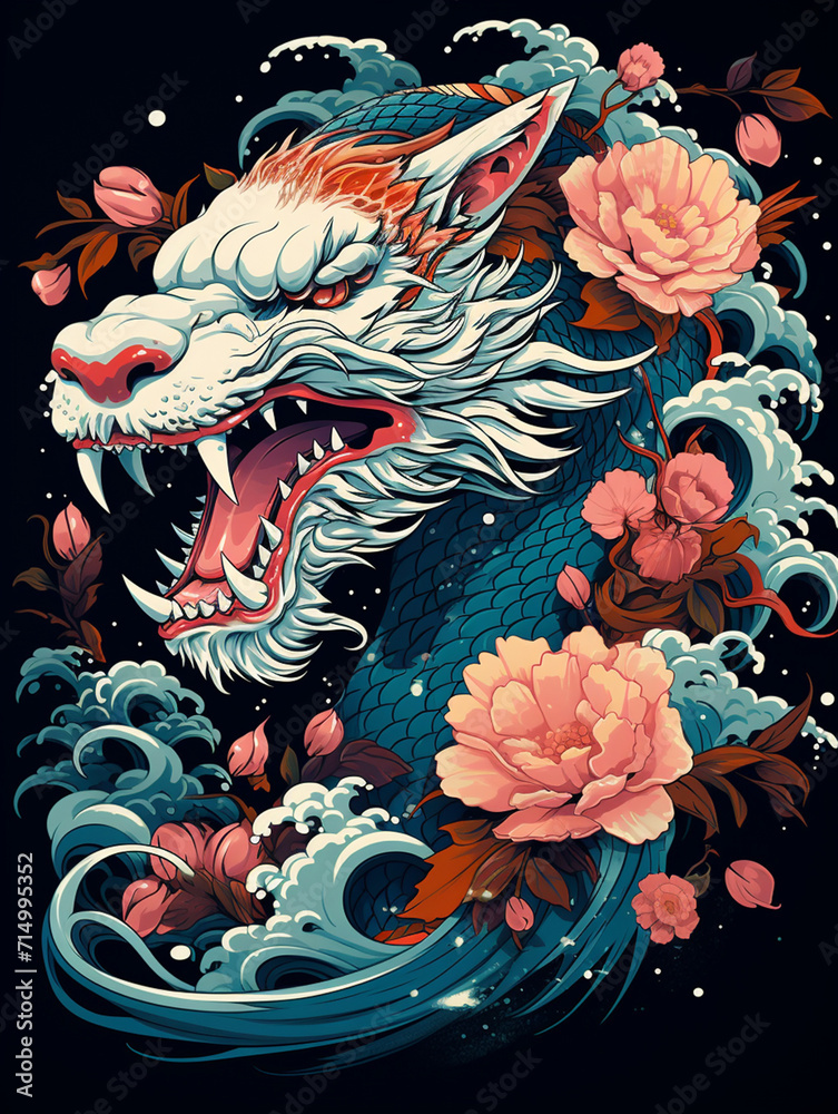 Traditional Japanese Irezumi tattoo design full length, vector t-shirt ...