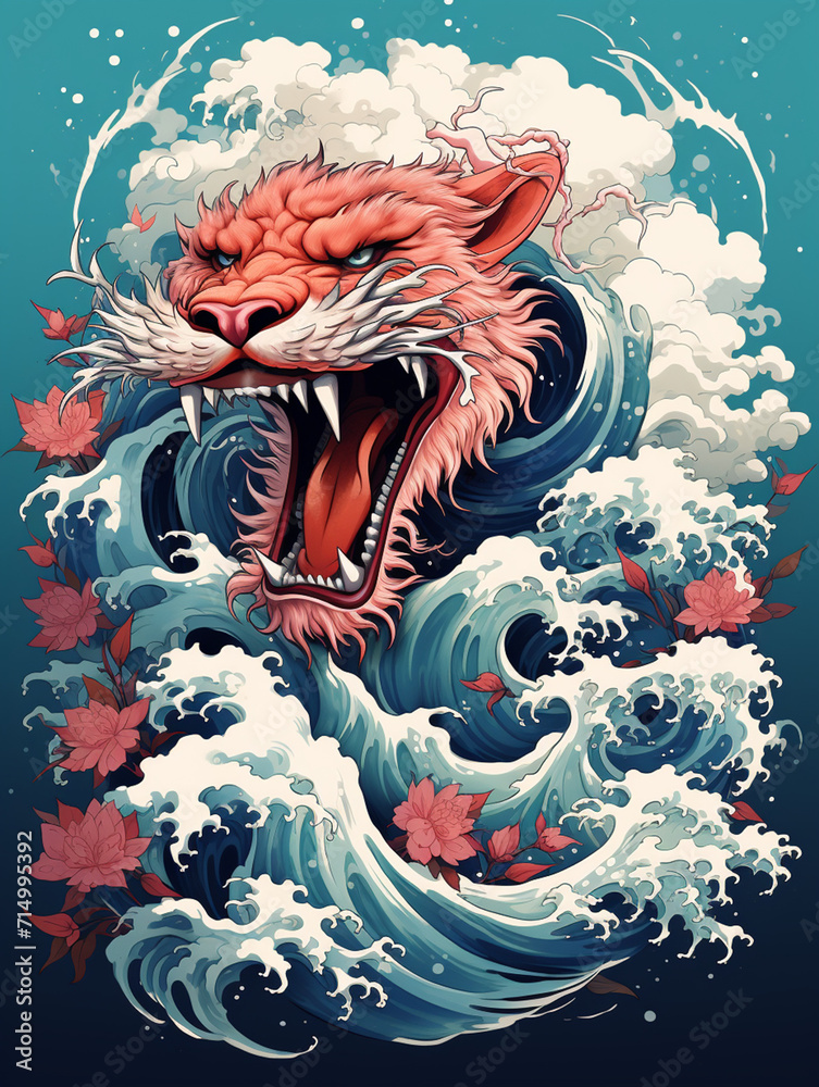 Traditional Japanese Irezumi tattoo design full length, vector t-shirt ...