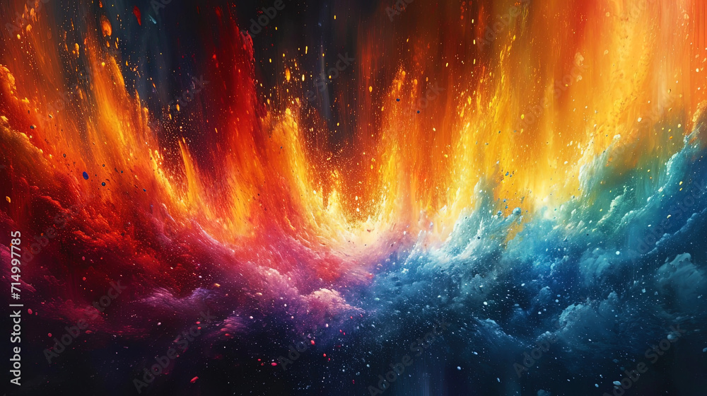 Abstract color spots and cascades in a non bore background create the ...