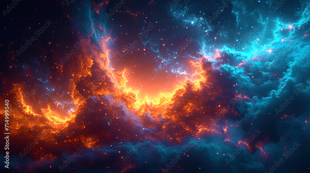 The dark cosmic background, where sparkling stars and cosmic rays ...