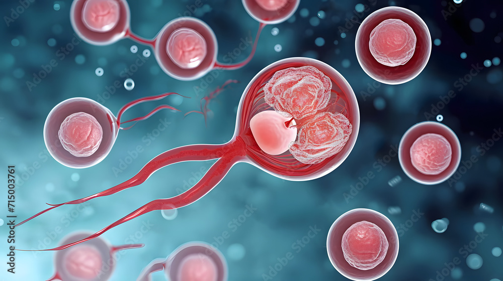 Embryo development. Secondary oocyte ovulation, fertilization an Stock ...
