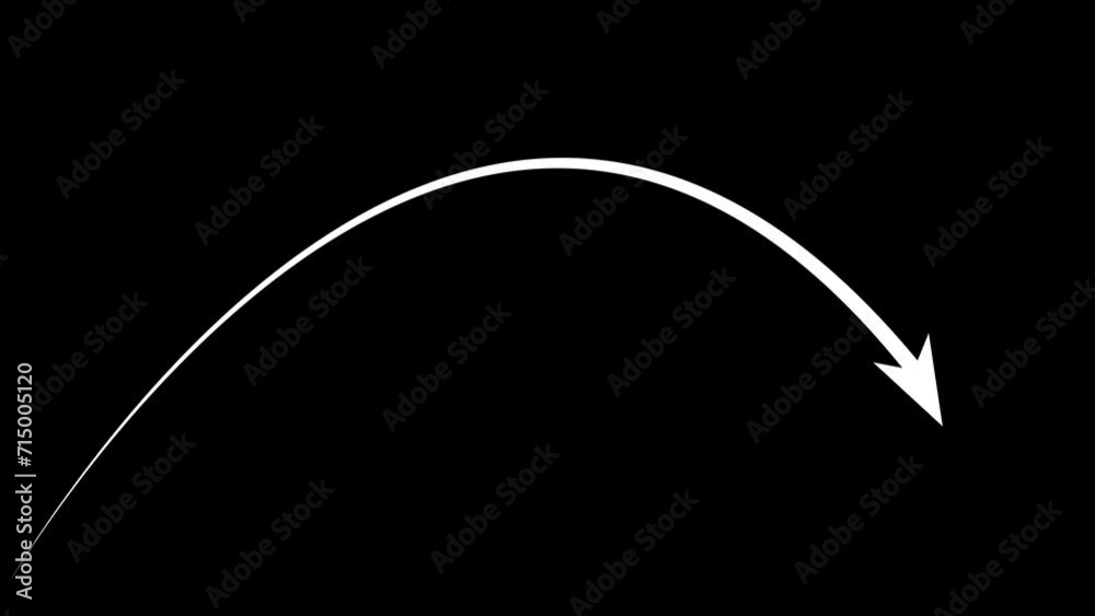 Animated linear symbol of arrow is drawn. Hand drawn black arrow points ...