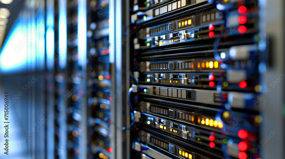 Modern Data Center: A futuristic and high-tech data center interior ...