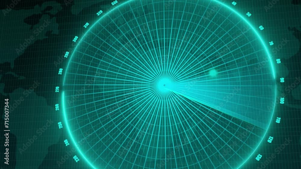 Motion graphic of blue color sonar radar screen searching an object ...