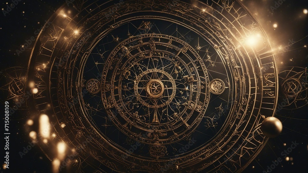 astronomical clock in space Orbits of Destiny series. Abstract design ...