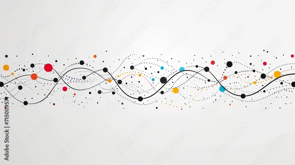 Black musical notes elegantly connected by five curved lines on a white ...