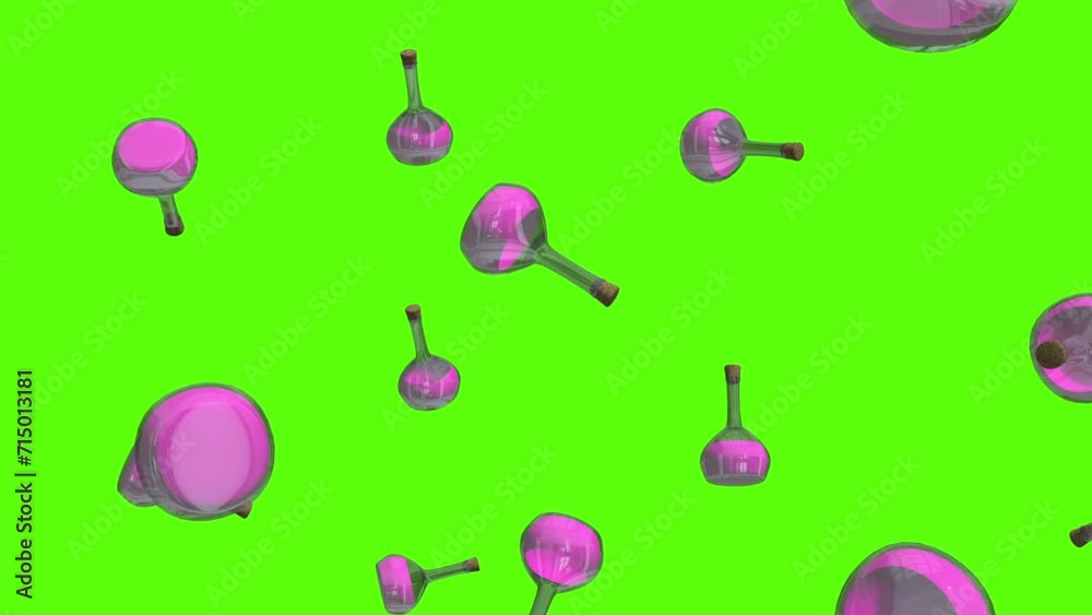 Volumetric flasks background. Falling glass volumetric flasks over ...
