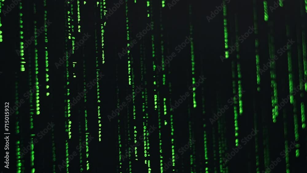 Matrix background, green digital rain on monitor screen close-up ... Matrix background, green digital rain on monitor screen close-up ...