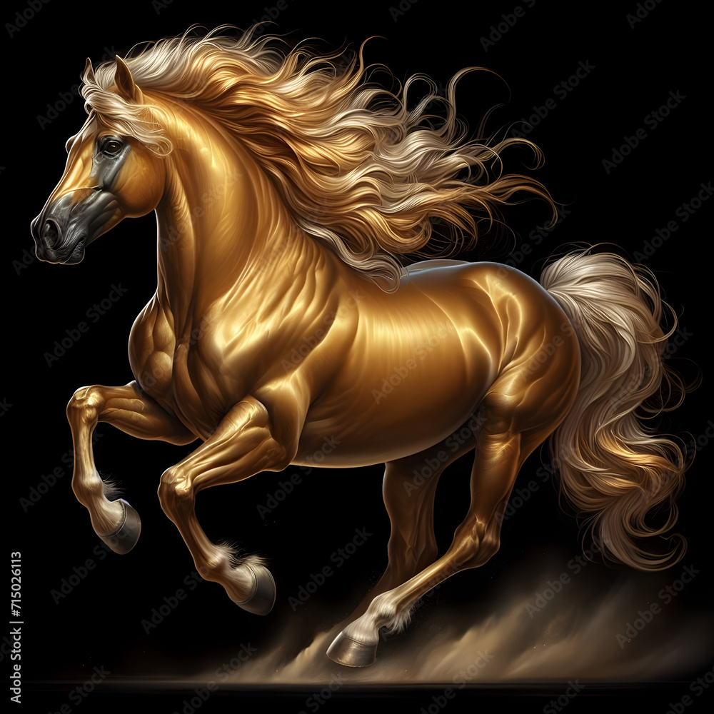 Beautiful Golden Horse Painting, Horse Printable art, Horse Printable ...