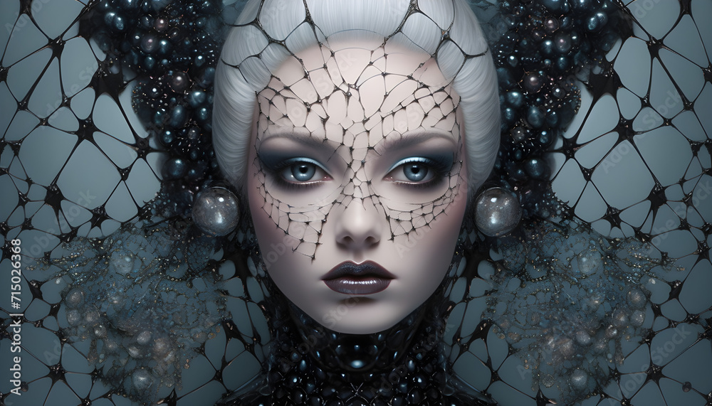 head and shoulders portrait of a beautiful fembot with perfect emotive ...