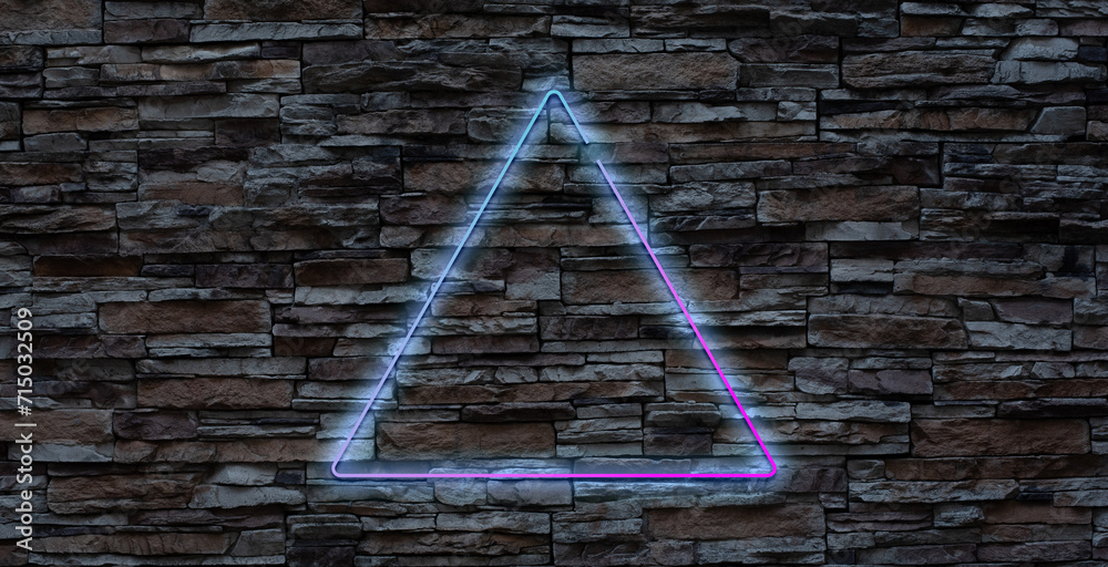 Set of neon triangle sign. Triangle background. Glowing electric ...