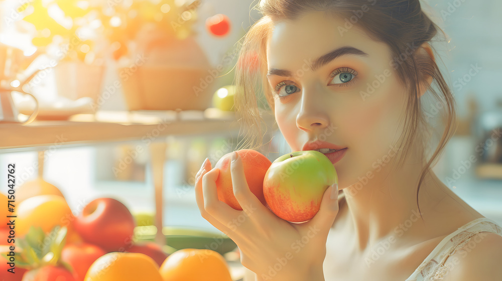 Fresh Apple Enjoyment, Healthy Lifestyle, Natural Beauty with Fruits ...