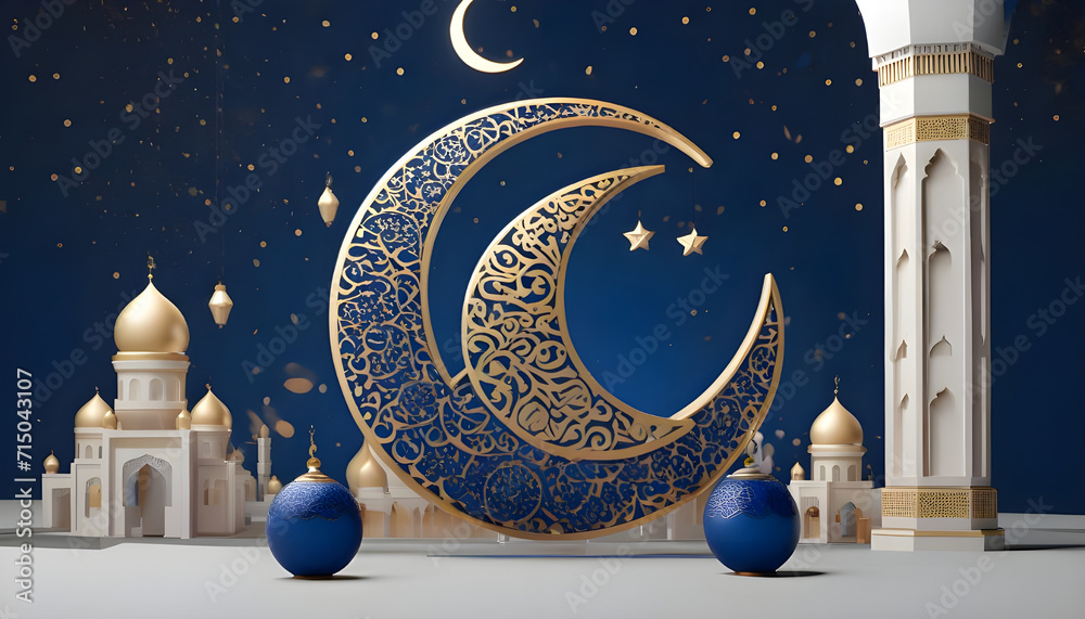 A modern and elegant illustration of a beautiful moon with cresent and ...