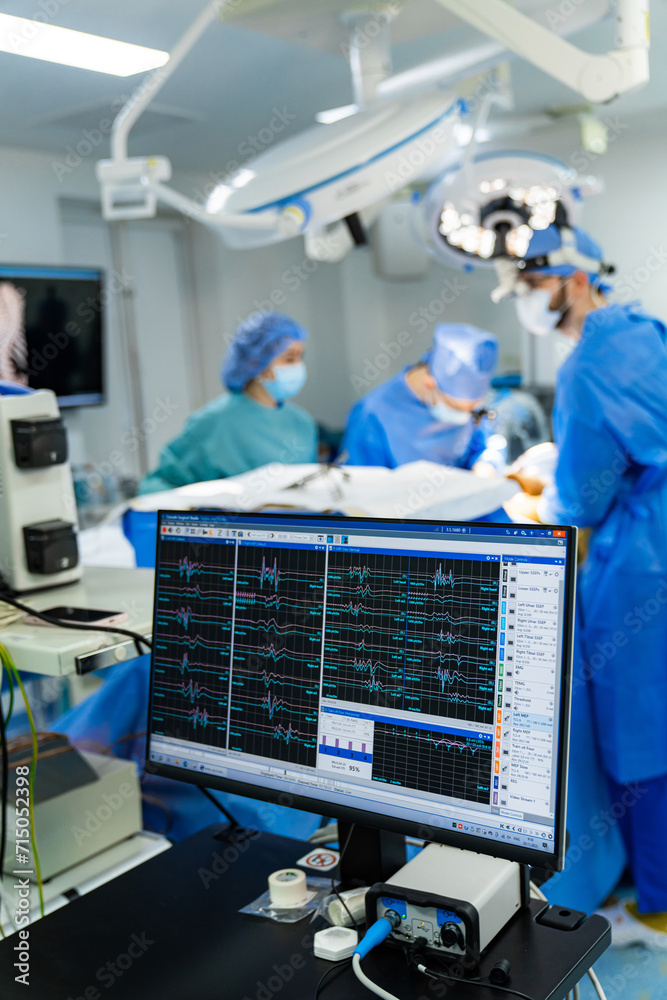 Emergency modern operation hospital room. Professional surgery process ...