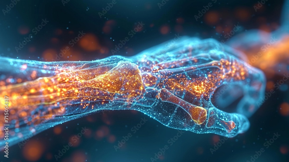 3D representation emphasizing pain and inflammation in the elbow joint ...