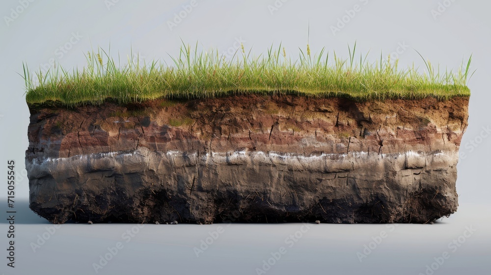 Cross-Section of Soil Layers With Lush Green Grass Over Earths Strata ...