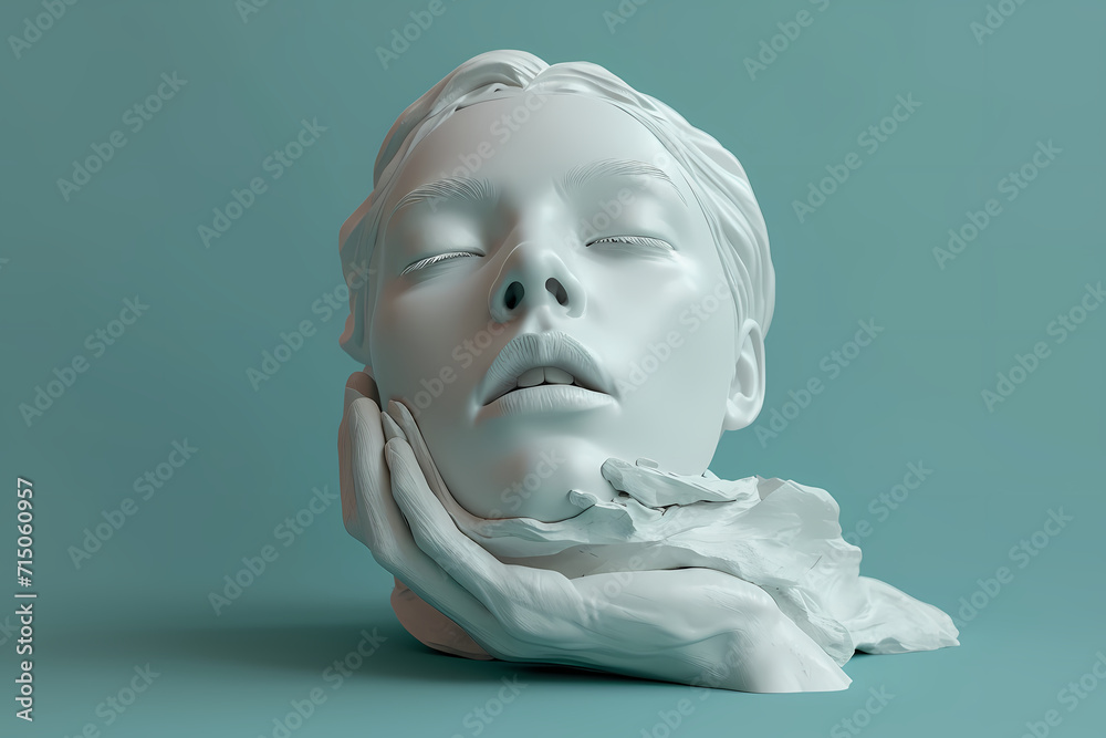 A stoic sculpture captures the delicate beauty of a woman's face, her ...