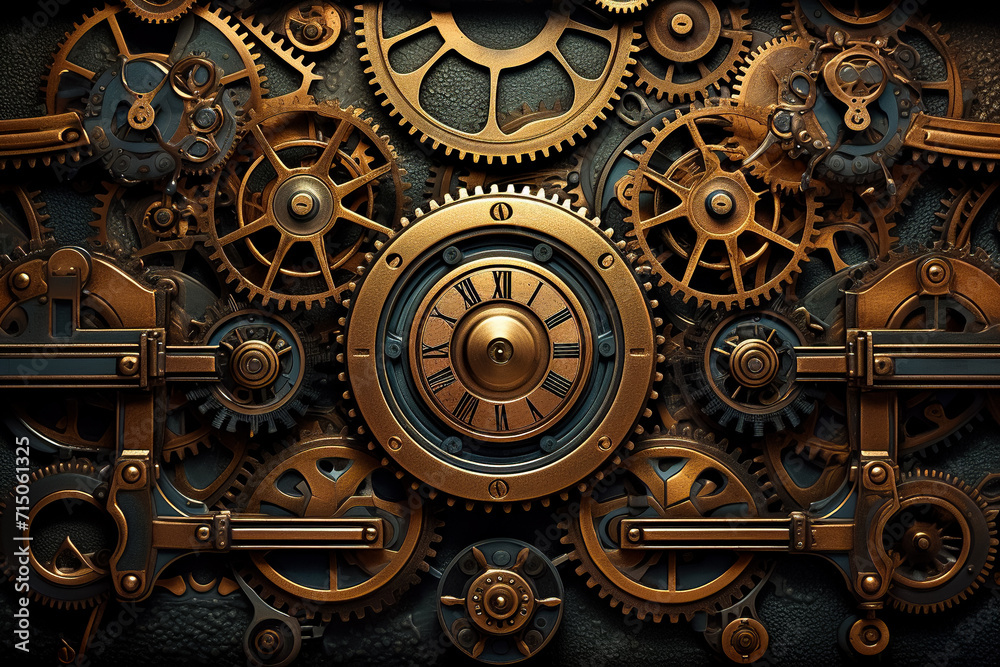 steampunk-inspired wallpaper with gears and clockwork mechanisms Stock ...